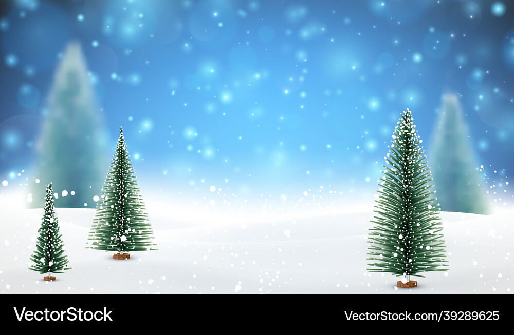 Snowy winter landscape with spruce trees Vector Image