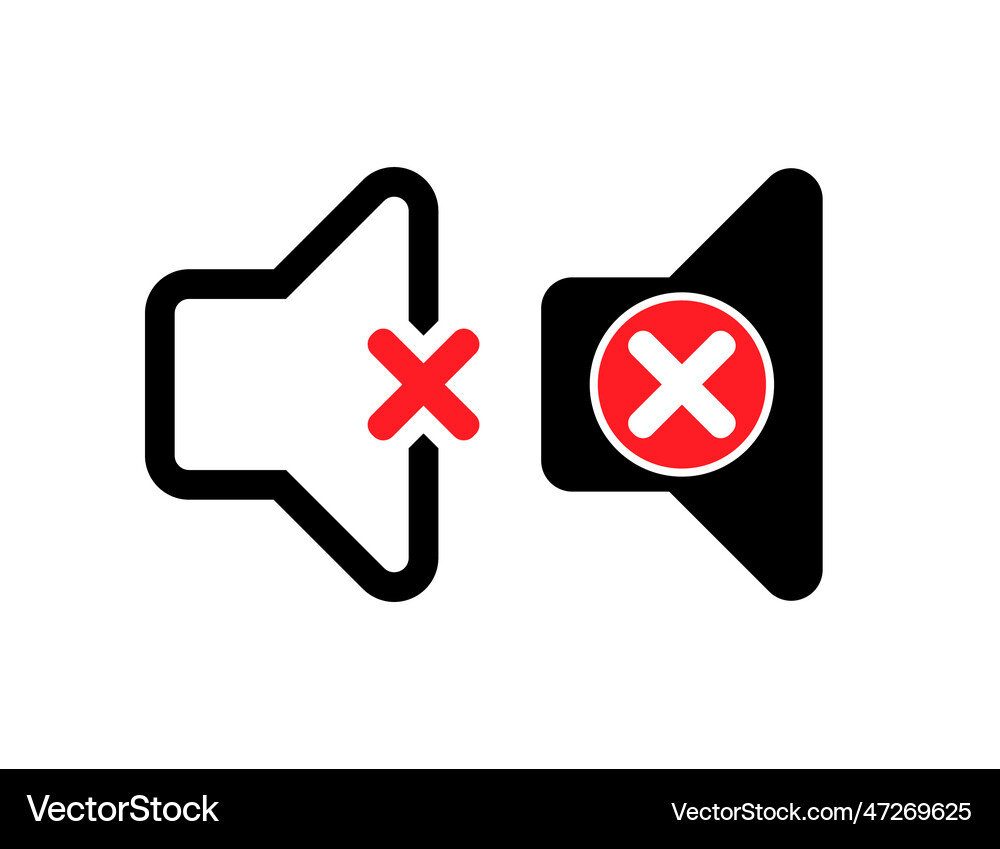 Speaker sound mute symbol collection Royalty Free Vector