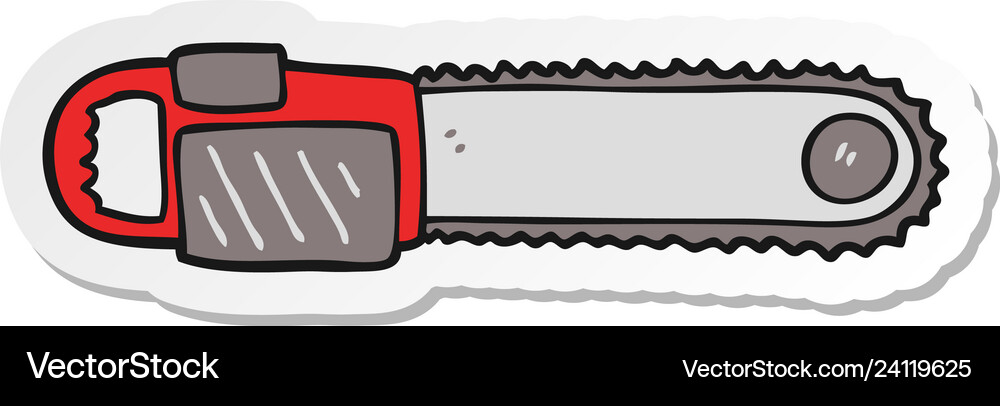 Sticker a cartoon chainsaw Royalty Free Vector Image
