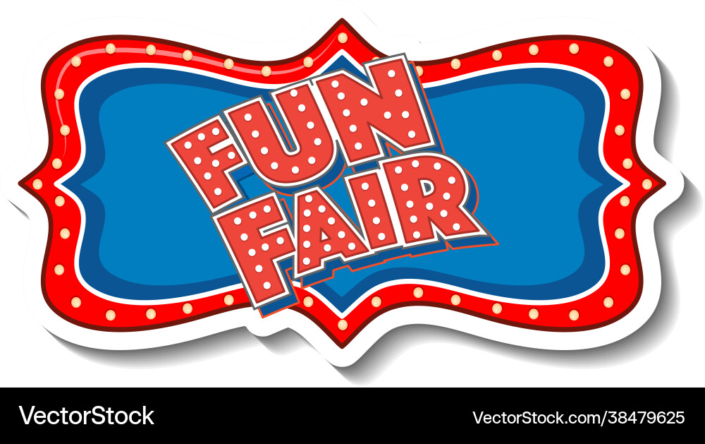 Sticker template with funfair banner isolated Vector Image
