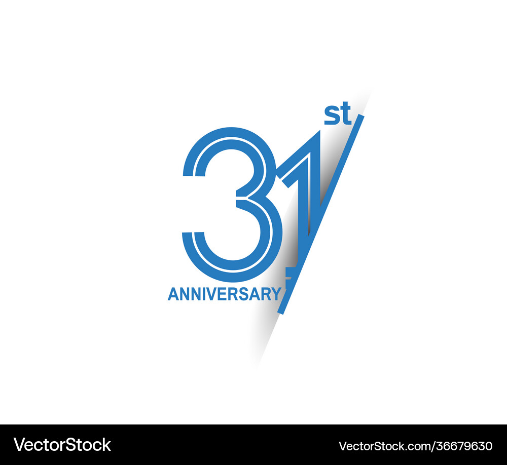31 anniversary blue cut style isolated on white Vector Image