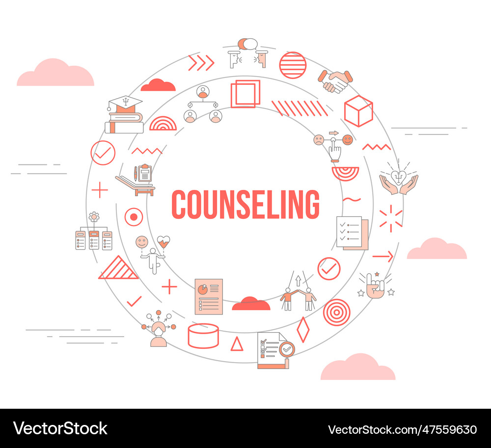 Counseling concept with icon set template banner Vector Image