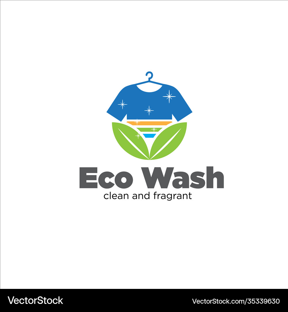 Eco wash laundry logo designs simple modern fast Vector Image