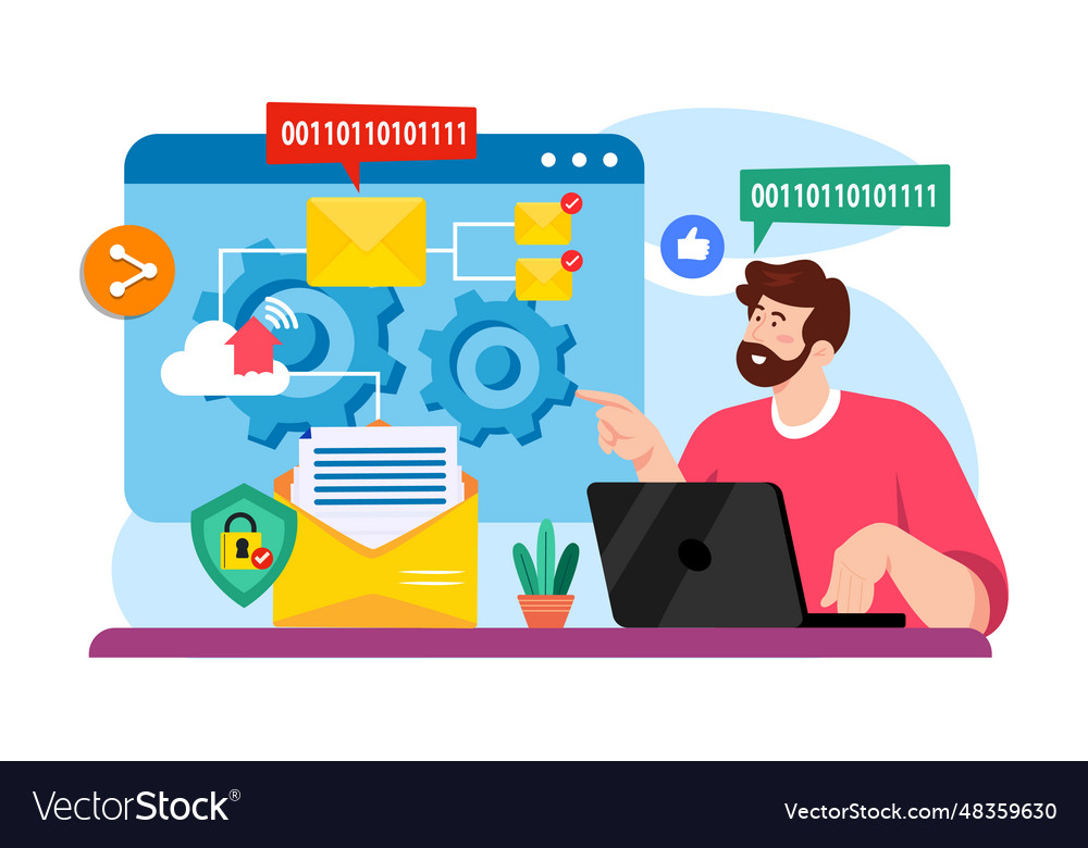 Email encryption ensures the privacy and security Vector Image