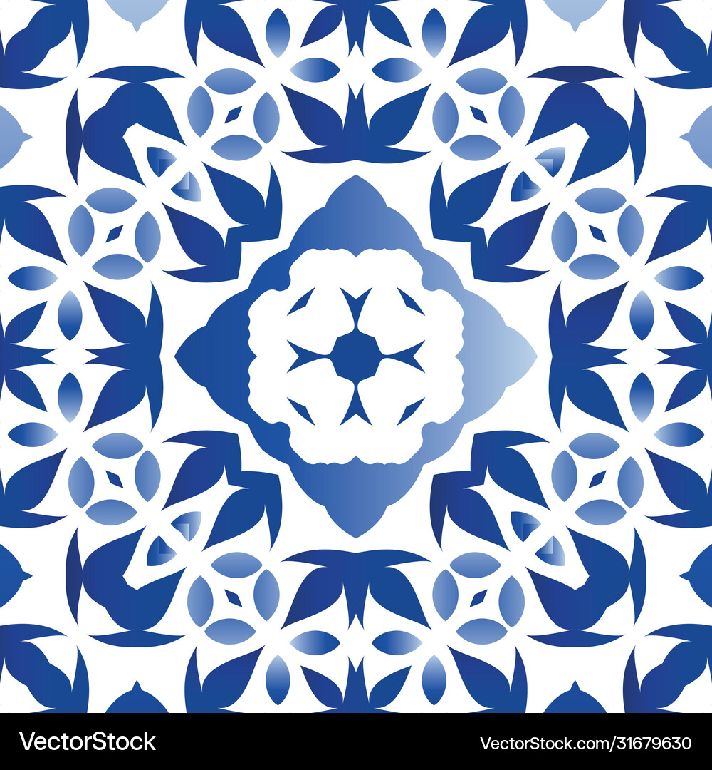 Ethnic ceramic tile in portuguese azulejo Vector Image