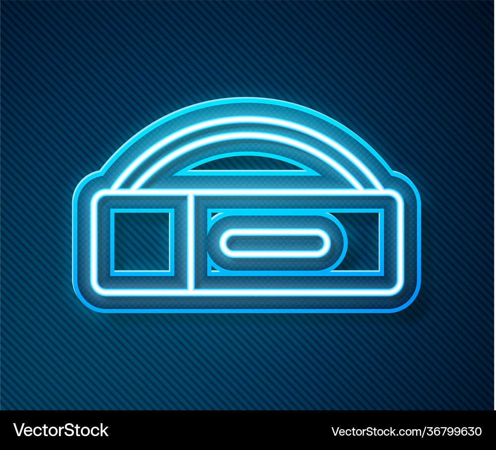 Glowing neon line case for billiard cue icon Vector Image