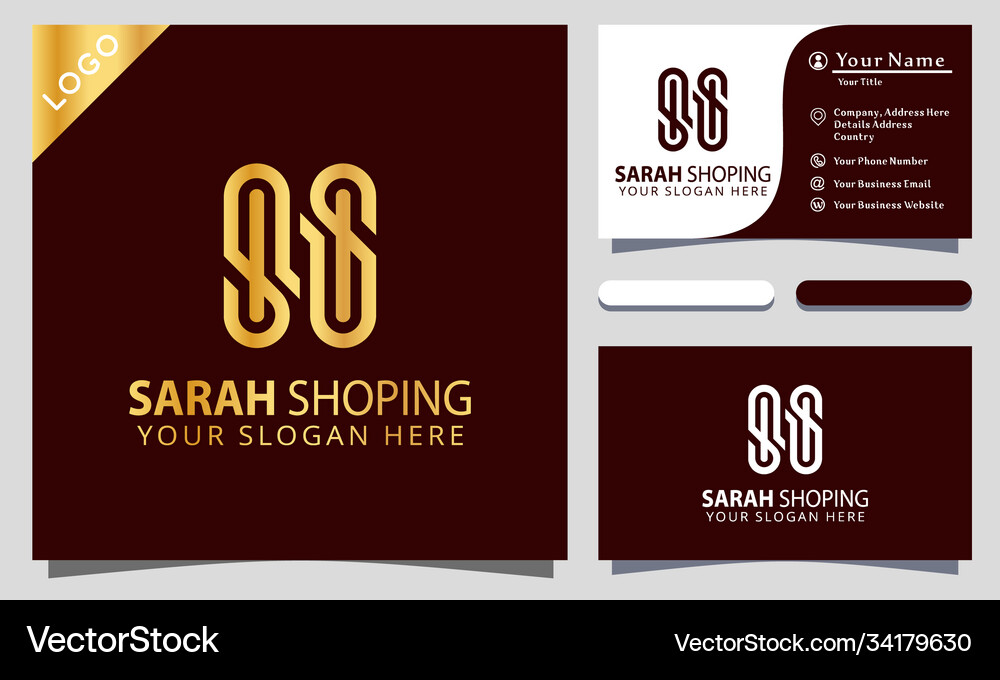 Gold letter ss shoping fasion logo design element Vector Image