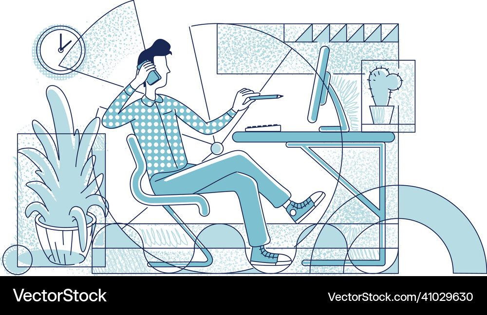 Office manager at workplace flat silhouette busy Vector Image