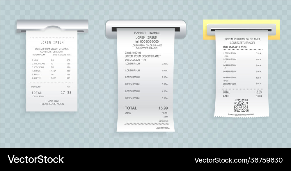 Payment check paper document poked out cash Vector Image