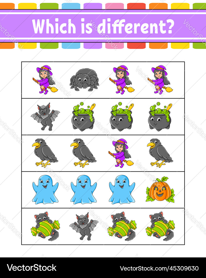 Which is different educational activity worksheet Vector Image