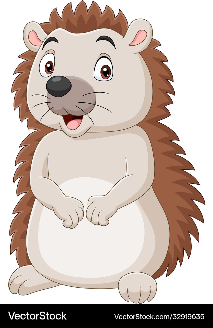 Cartoon little hedgehog on white background Vector Image