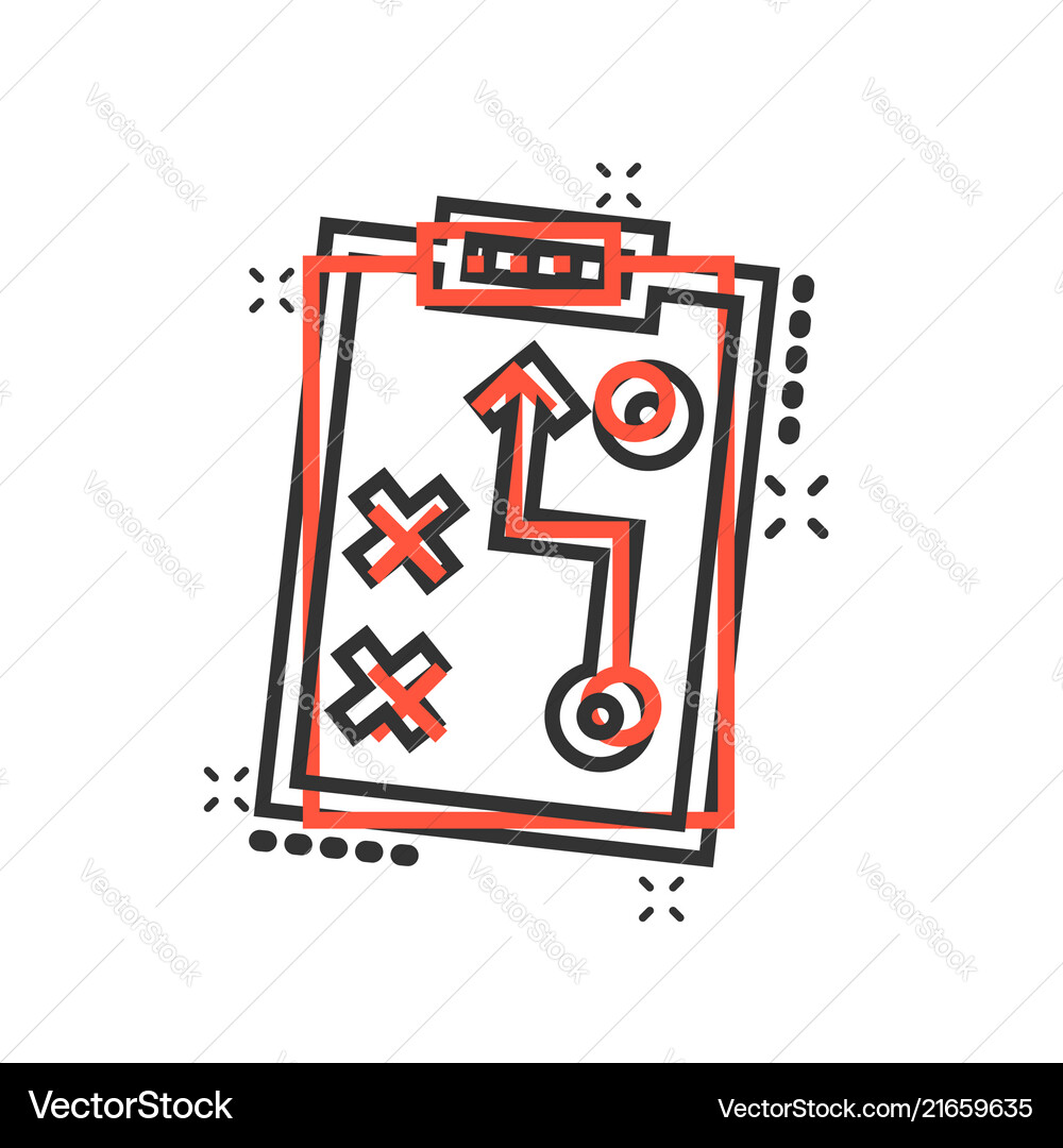 Cartoon tactical plan document icon in comic Vector Image