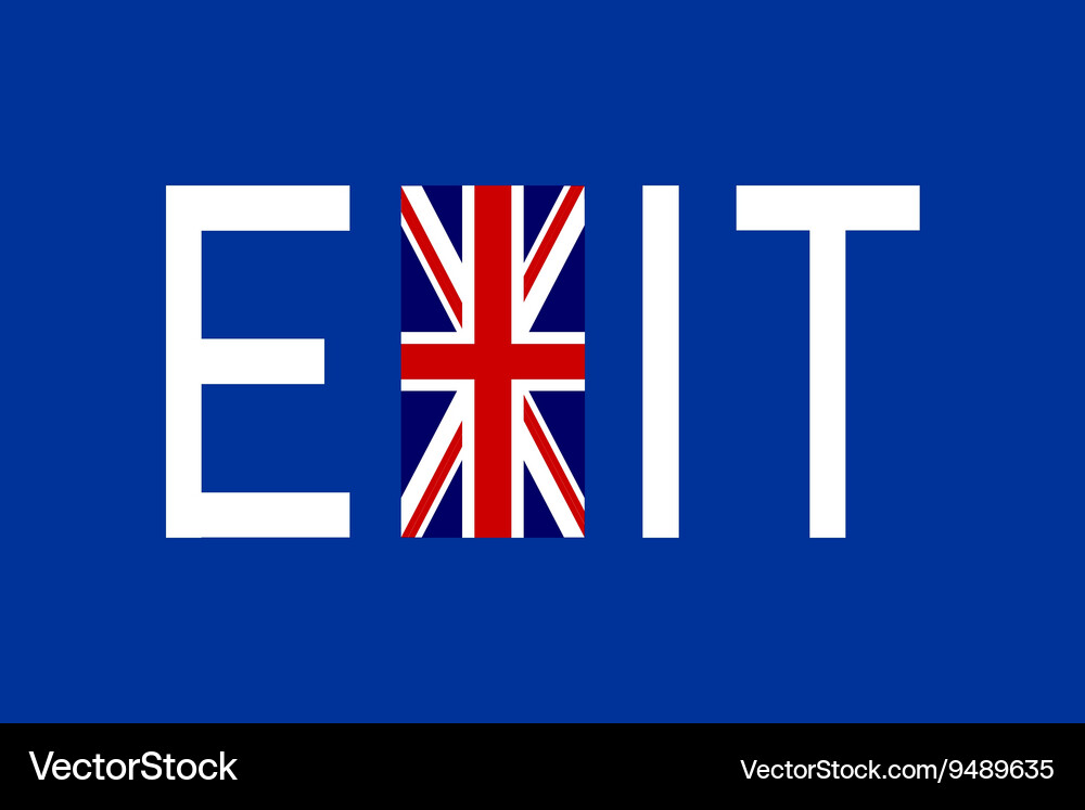 Flag of united kingdom with word exit Royalty Free Vector
