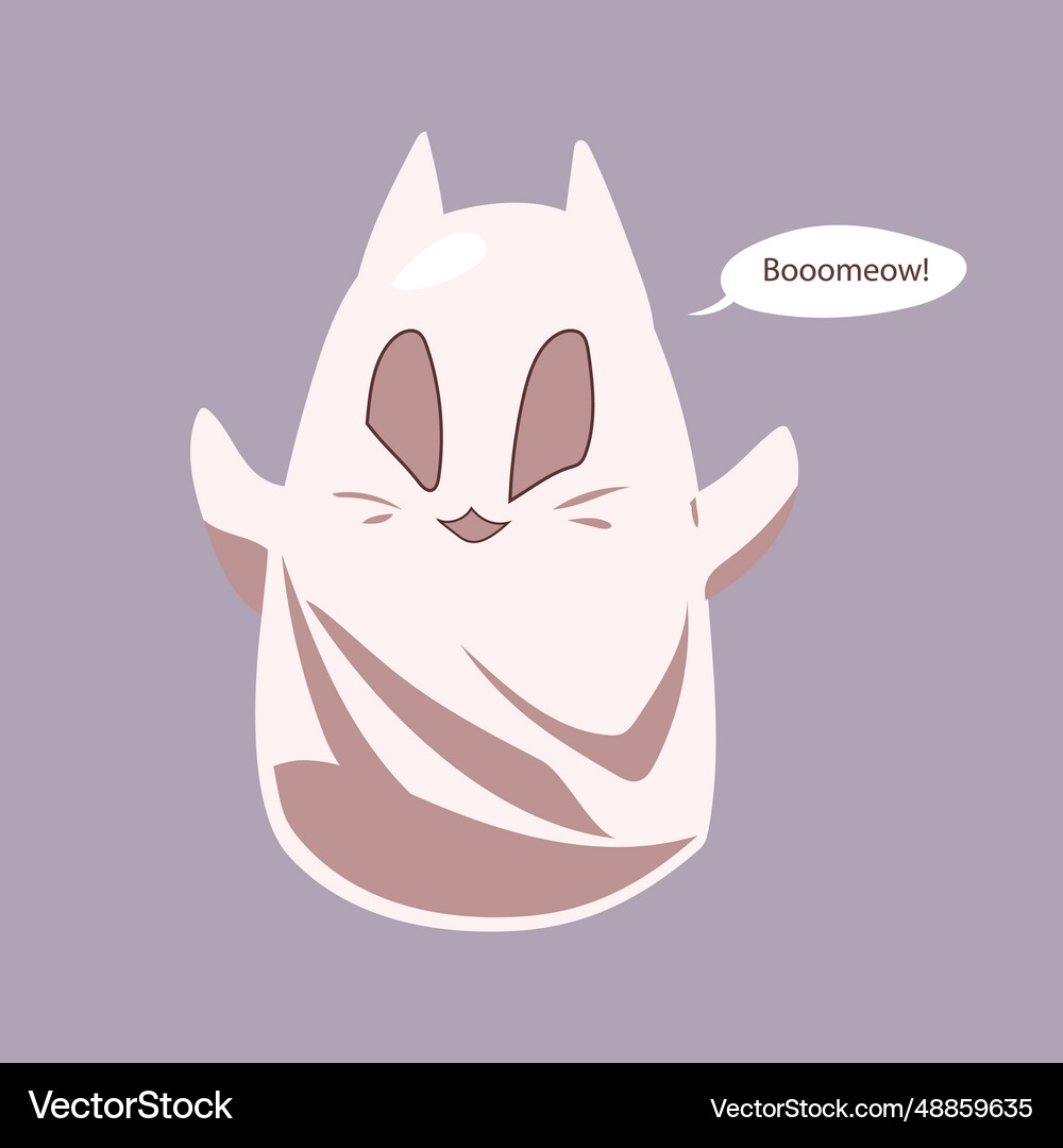 Ghost cat for halloween Royalty Free Vector Image