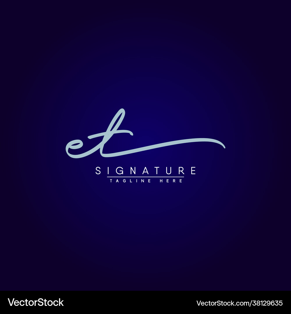 Initial letter et logo - handwritten signature Vector Image