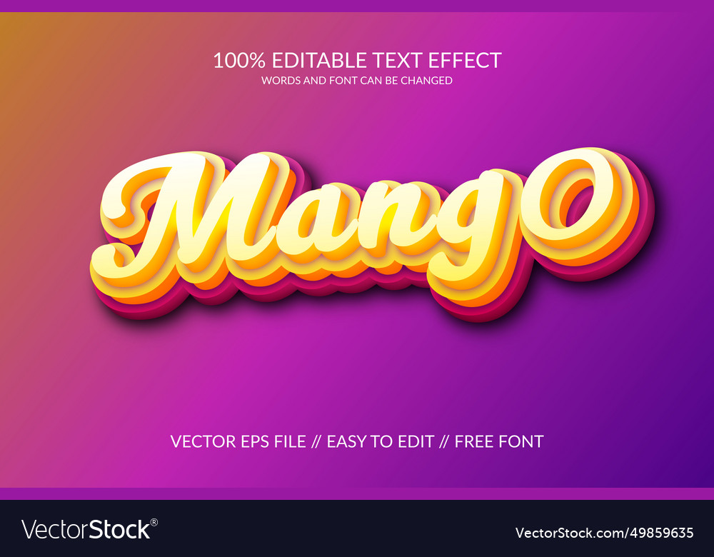 Mango fully editable eps 3d text effect Royalty Free Vector