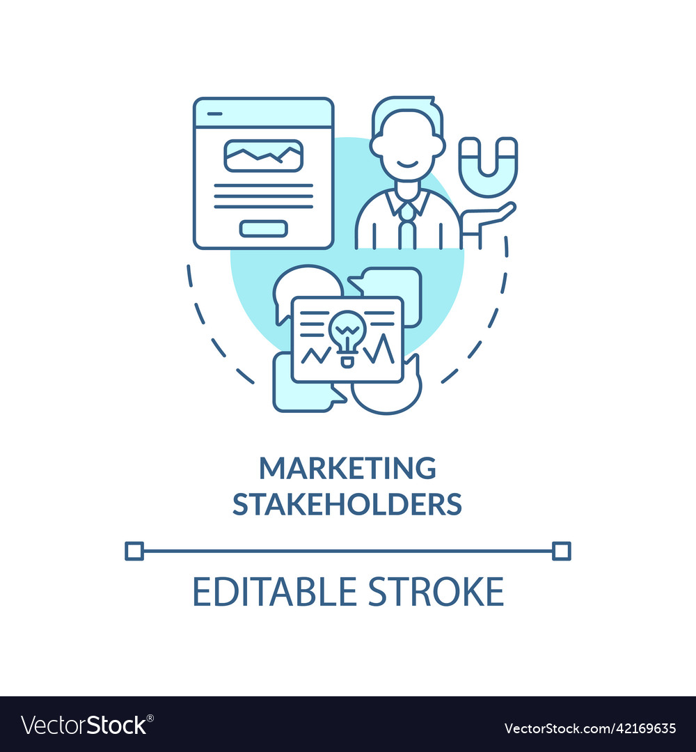 Marketing stakeholders turquoise concept icon Vector Image Marketing stakeholders turquoise concept icon Vector Image