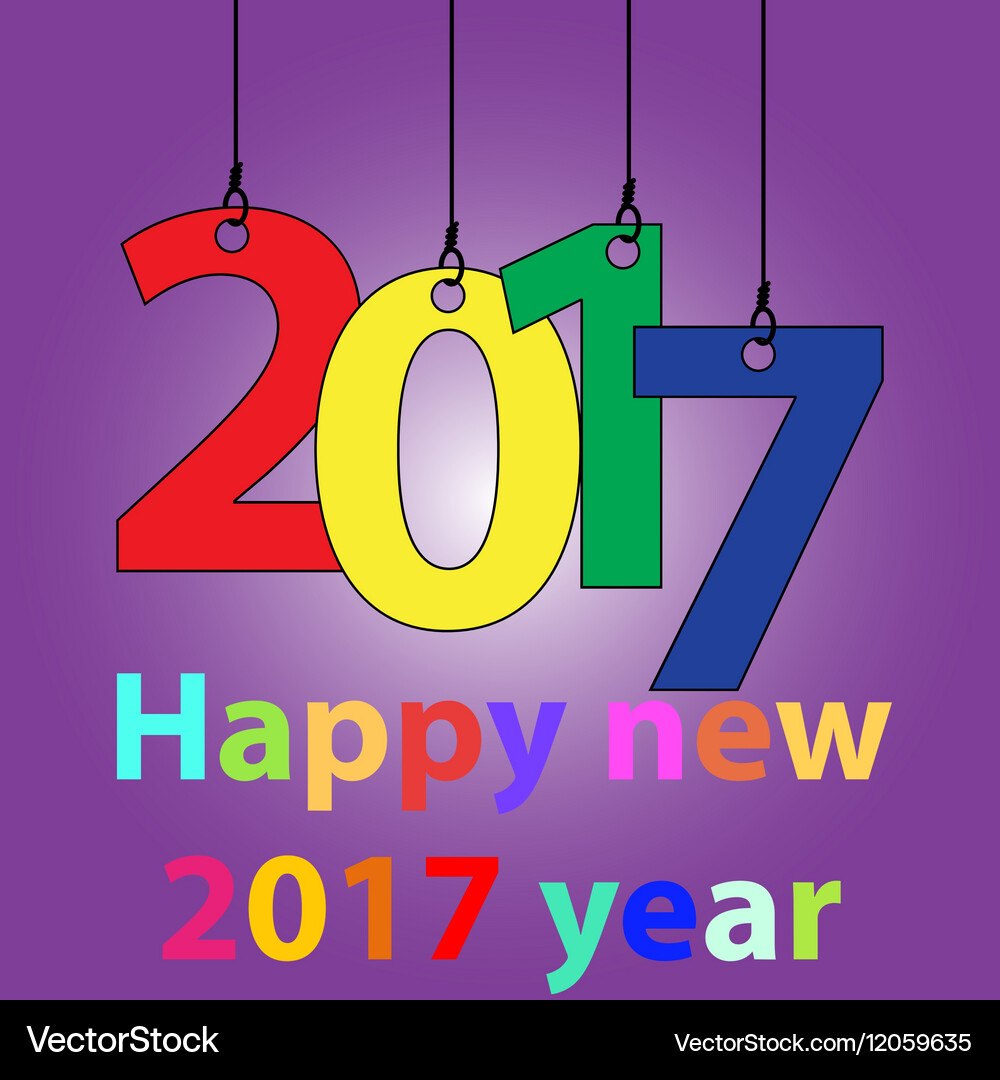 New year card with hanging numbers Royalty Free Vector Image