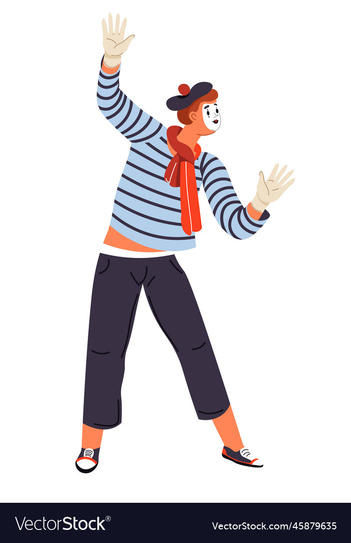 Pantonimist mime performer at stage art personage Vector Image Pantonimist mime performer at stage art personage Vector Image