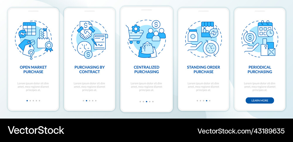 Purchase orders in business blue onboarding Vector Image