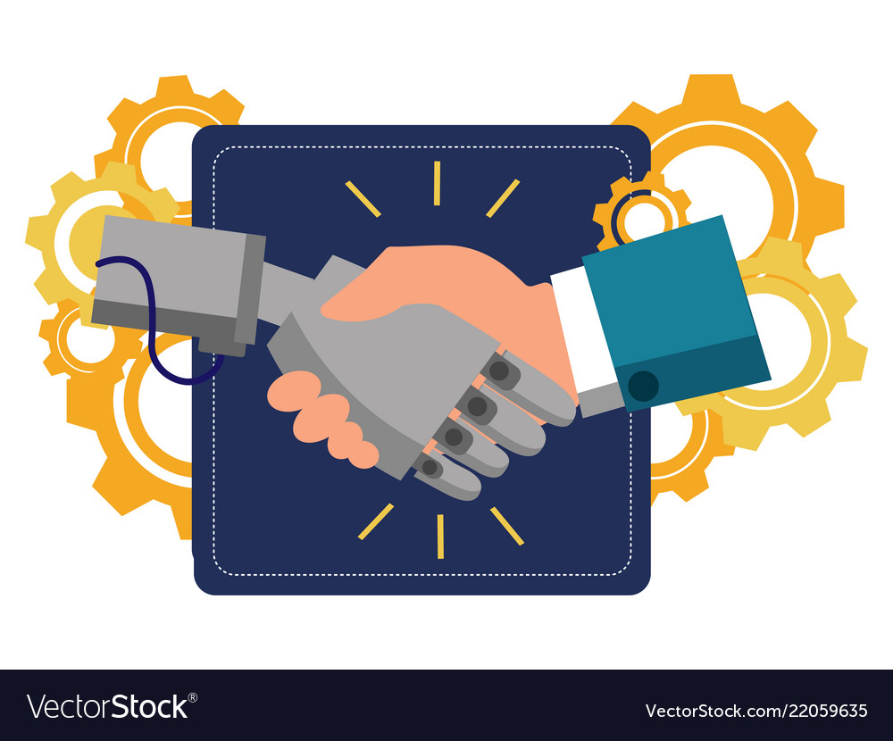 Robot handshake Royalty Free Vector Image - VectorStock