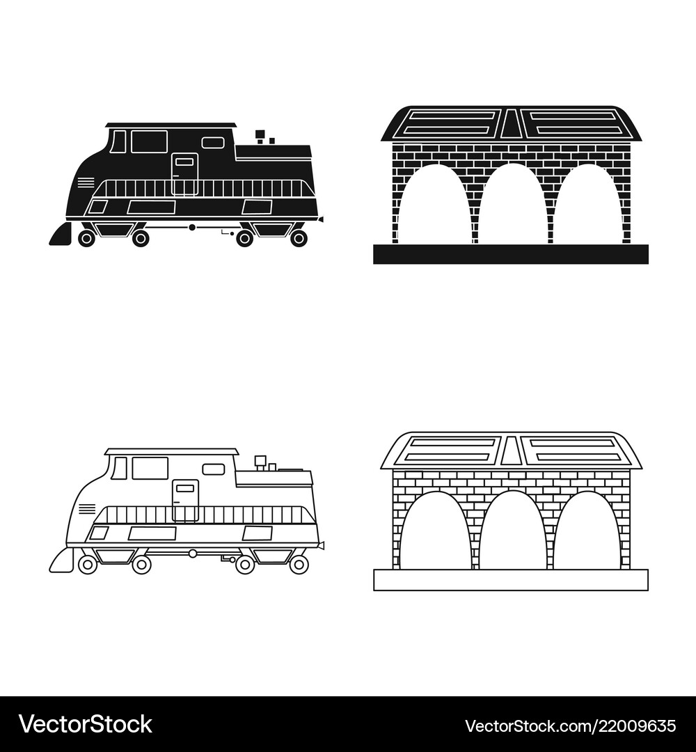 Train and station icon set Royalty Free Vector Image