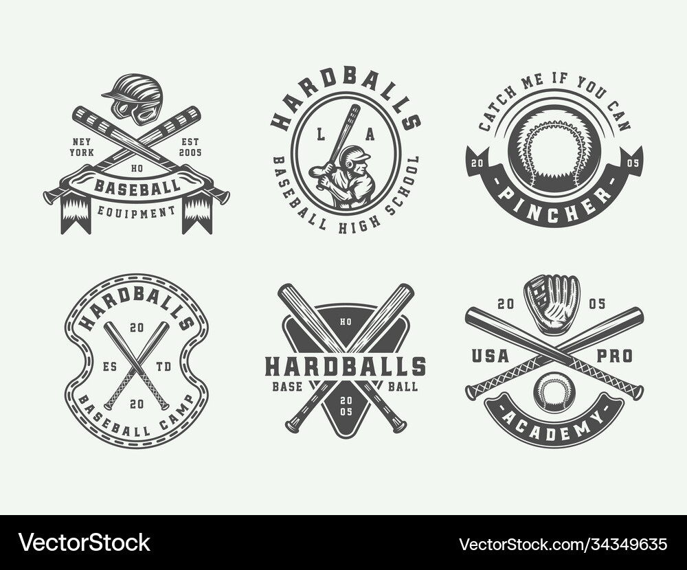 Vintage baseball sport logos emblems badges marks Vector Image