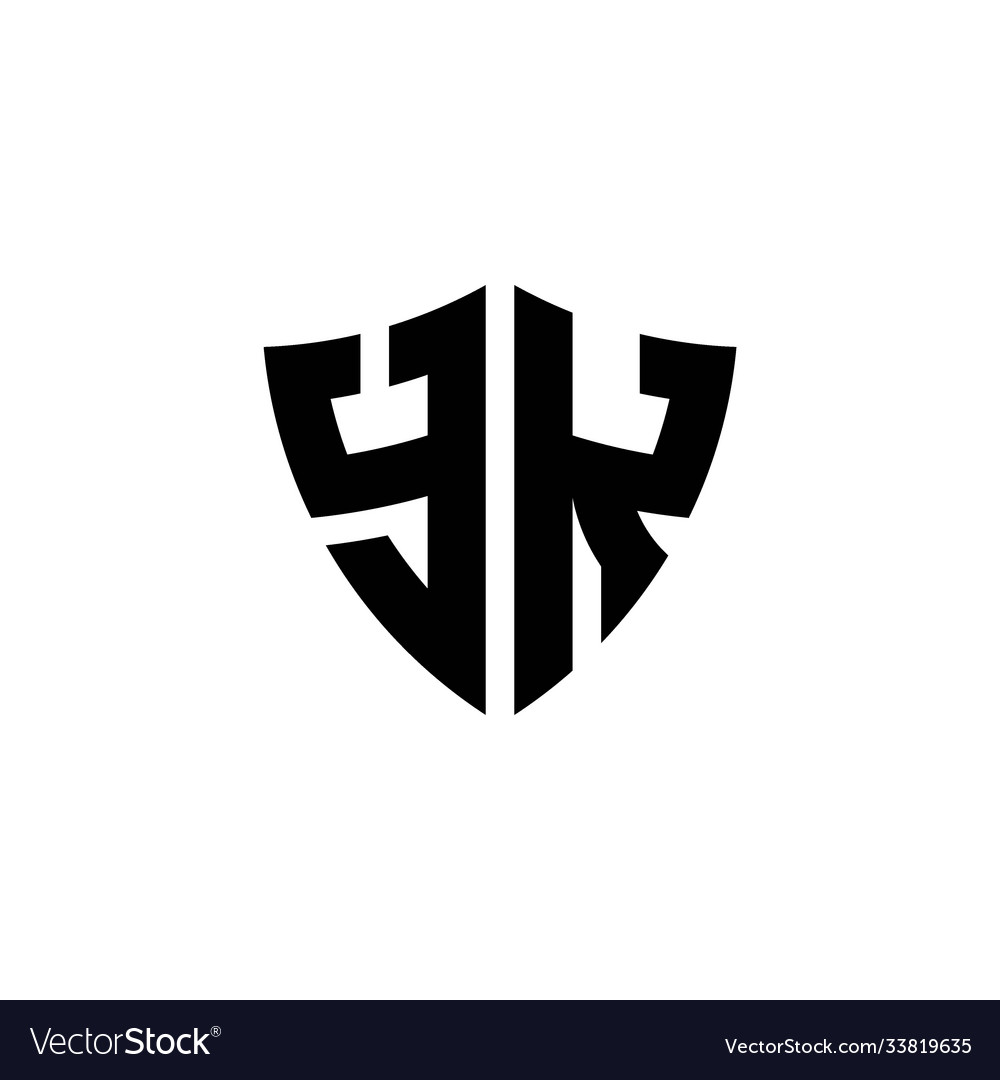 Yk monogram logo with shield shape design template