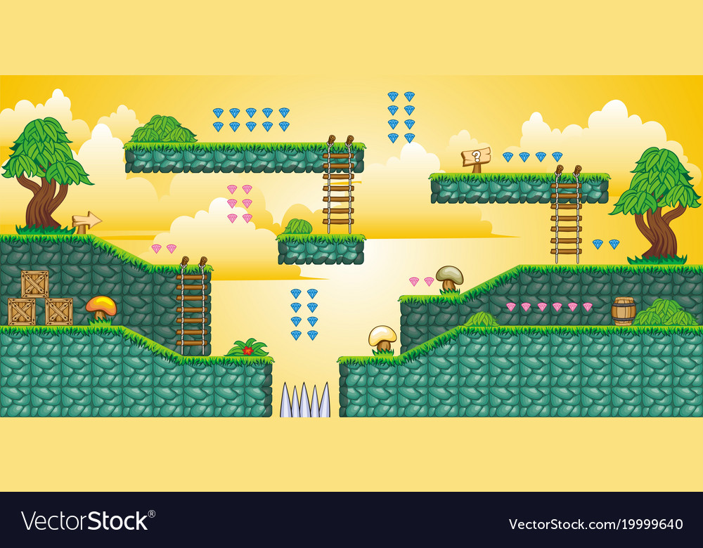 2d Tileset Platform Game 34 Royalty Free Vector Image