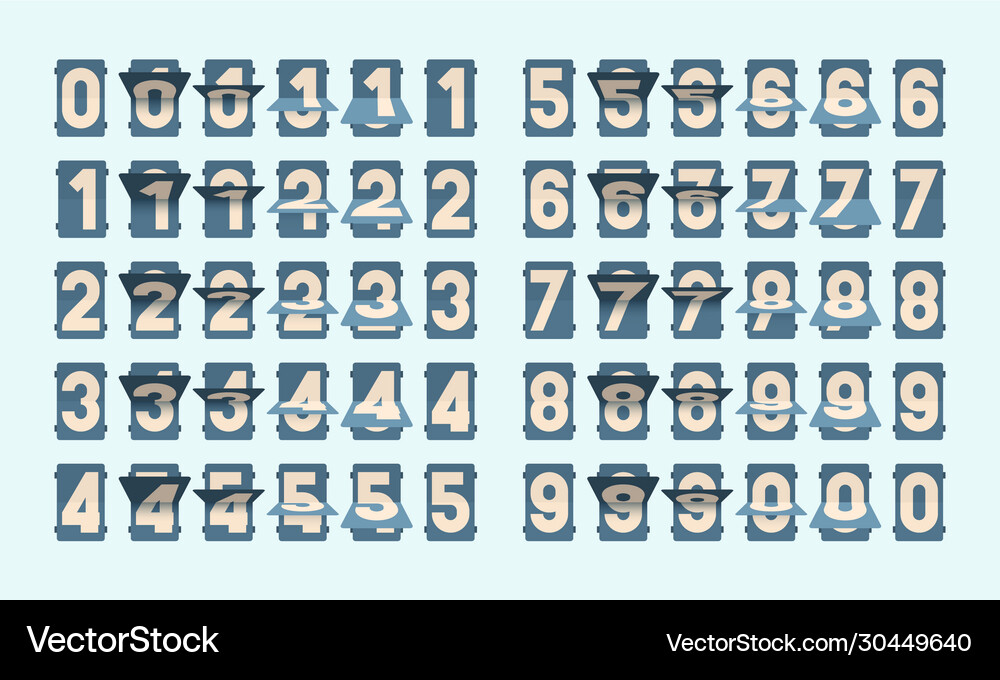 Flip numbers alphabet letters for mechanical Vector Image