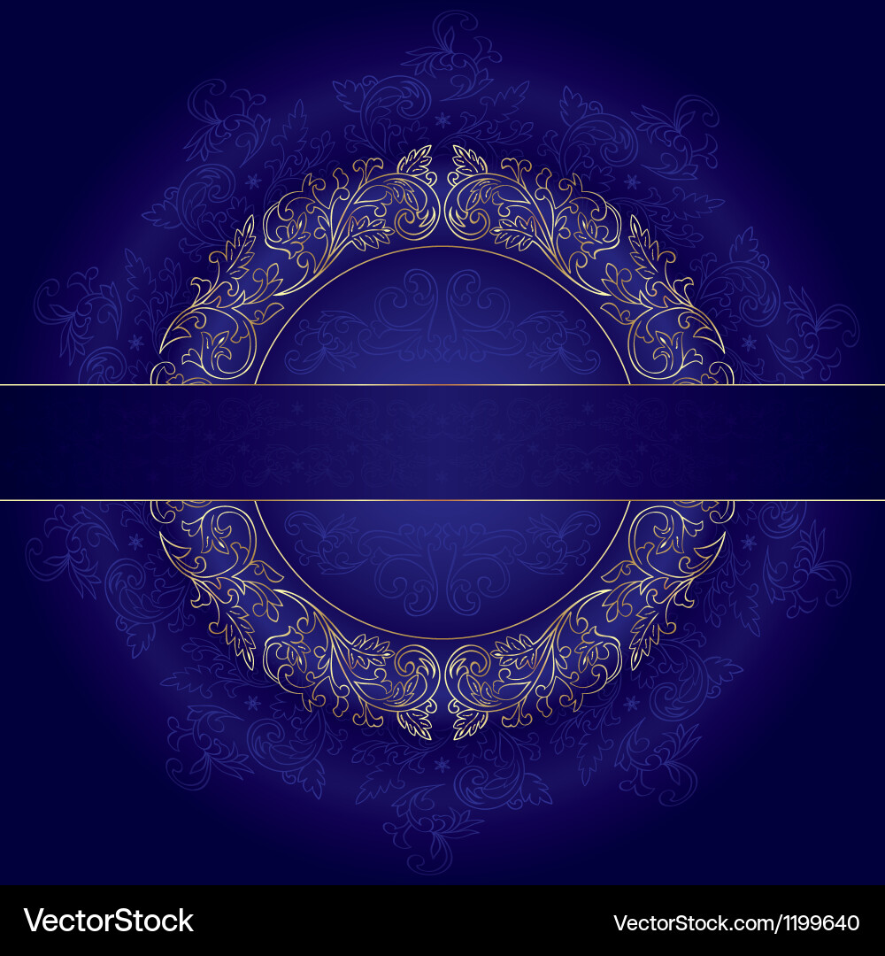 Floral gold frame with vintage patterns on violet Vector Image