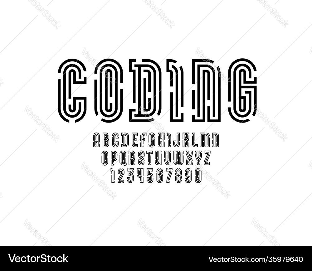 Font from black line trendy alphabet Royalty Free Vector