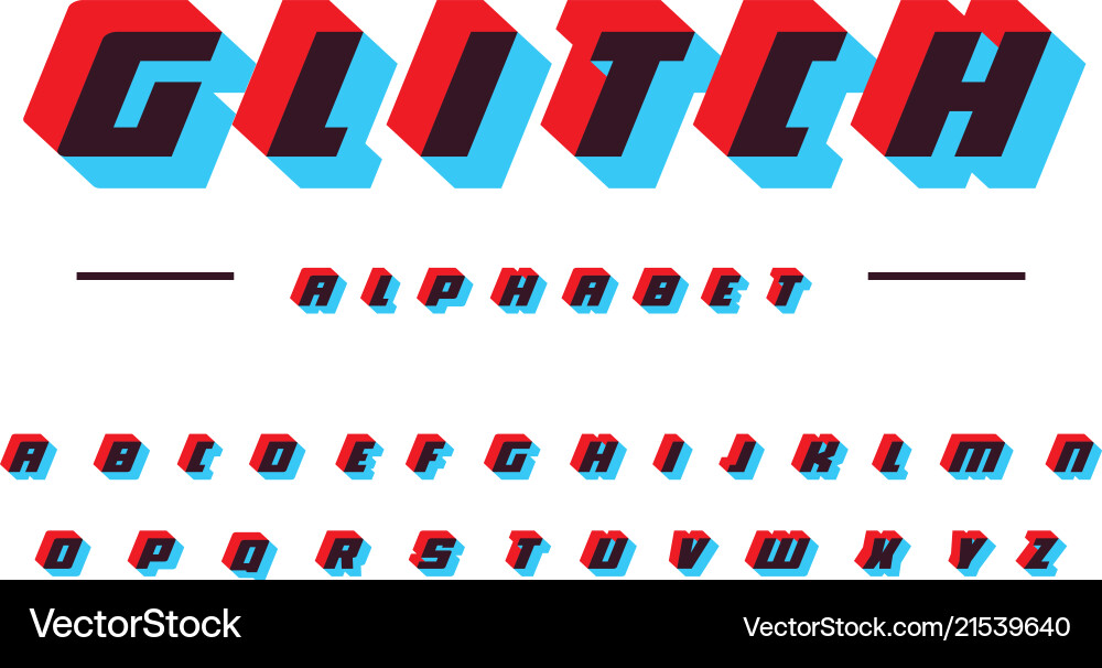 Glitch latin alphabet speed moving bold Royalty Free Vector