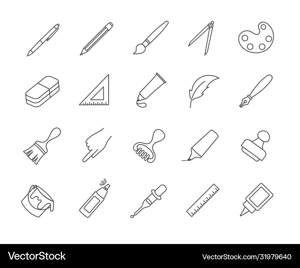 Large set drawing and art icons Royalty Free Vector Image