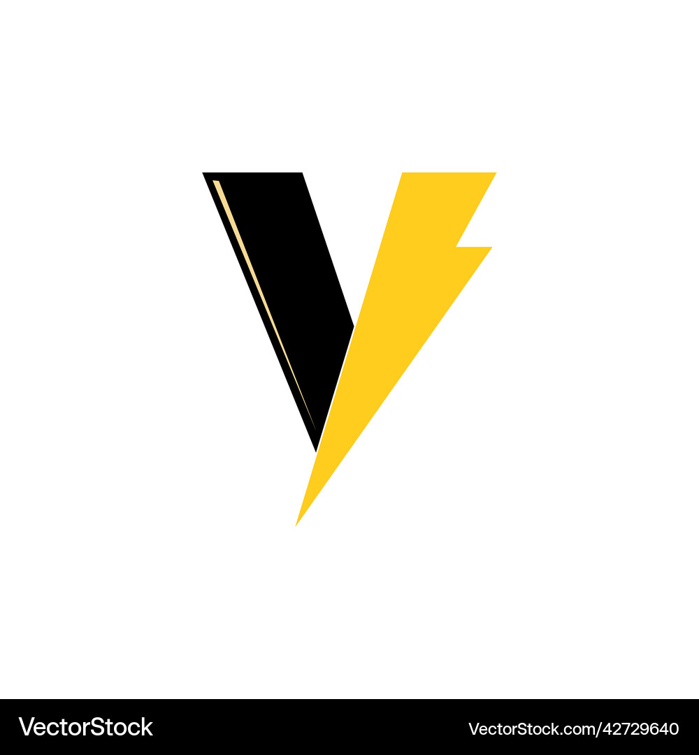 Letter v power energy icon Royalty Free Vector Image