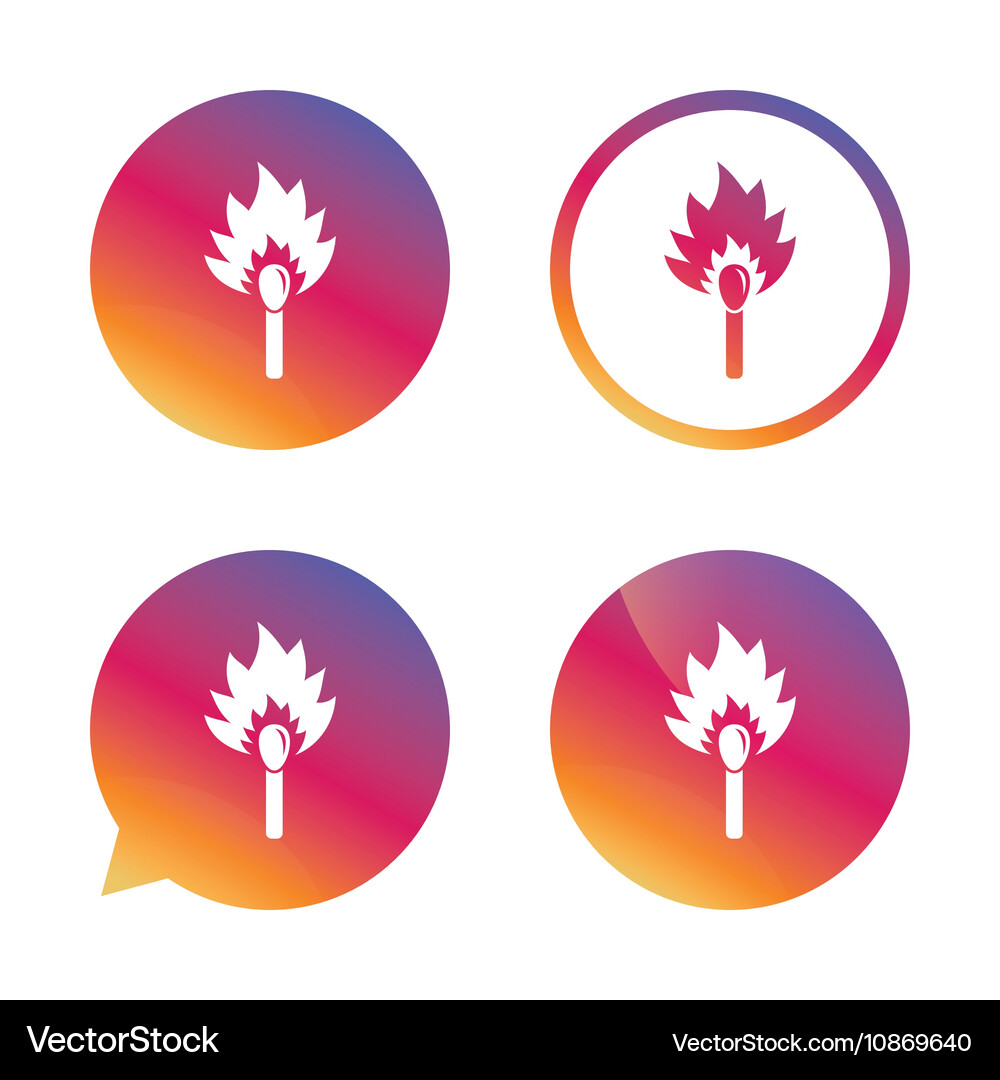 Match stick burns icon burning matchstick sign Vector Image