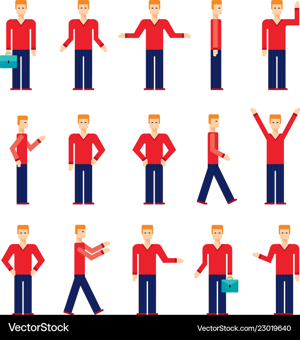 Modern flat design cartoon character set stylish Vector Image