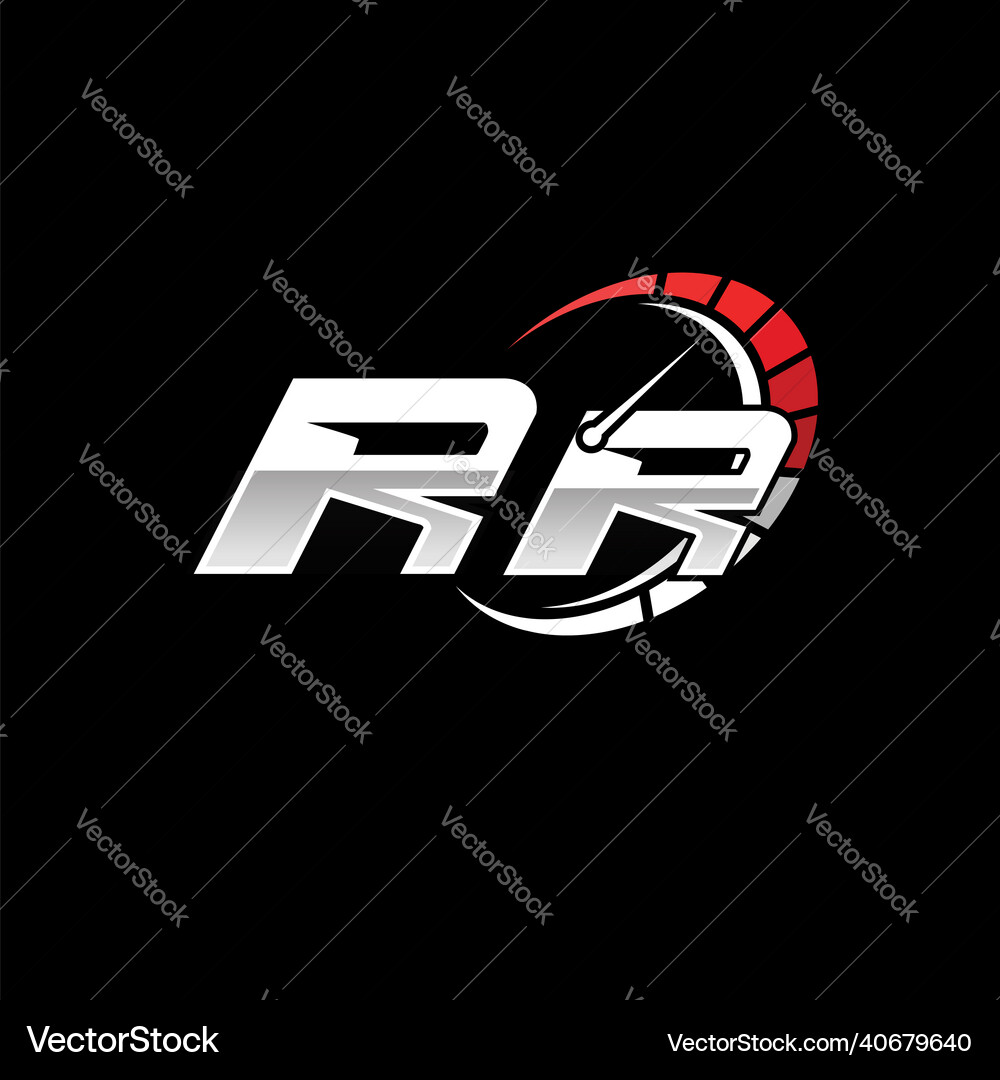 Rr logo letter speed meter racing style Royalty Free Vector