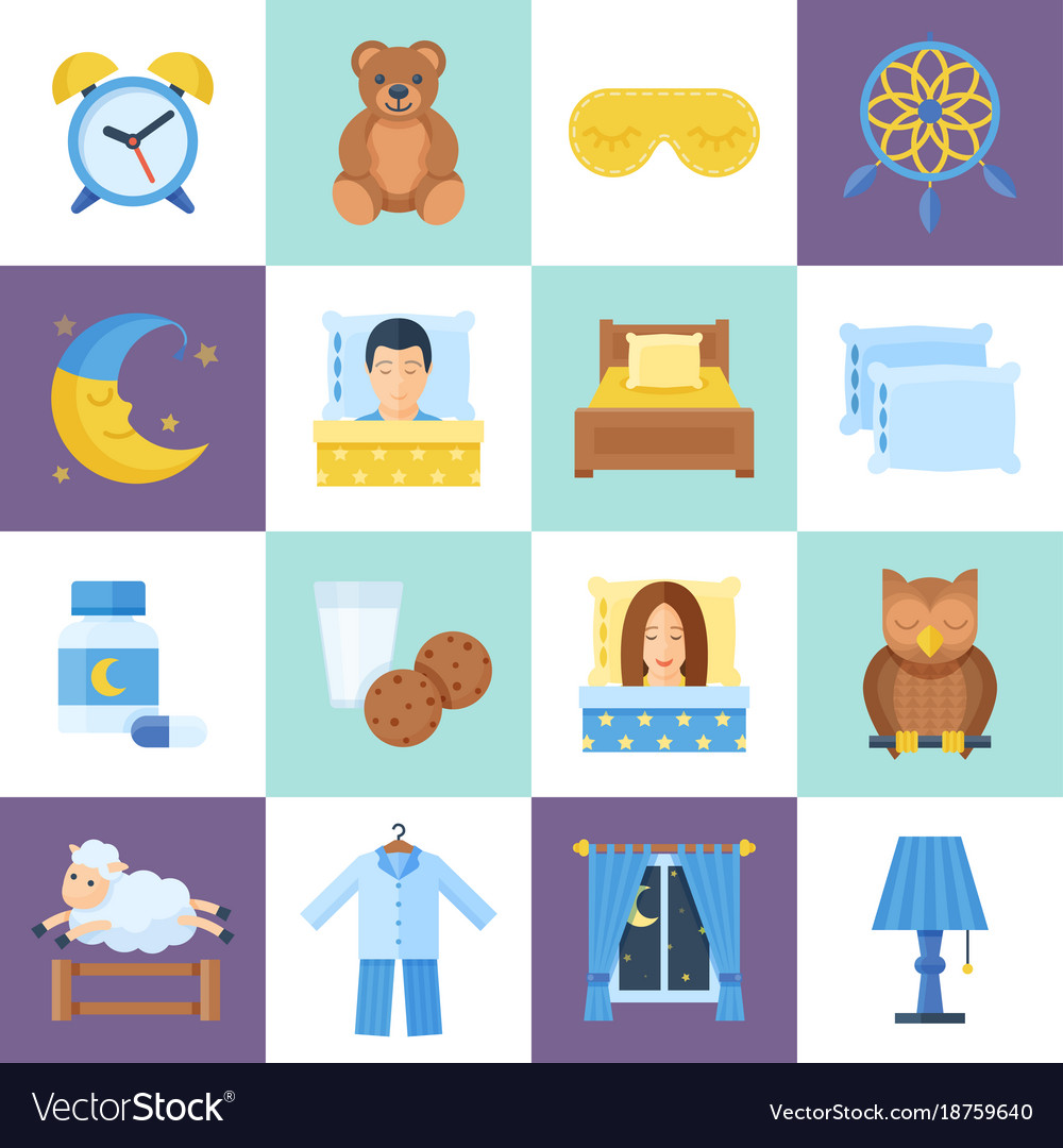 Sleeping rest time object set Royalty Free Vector Image