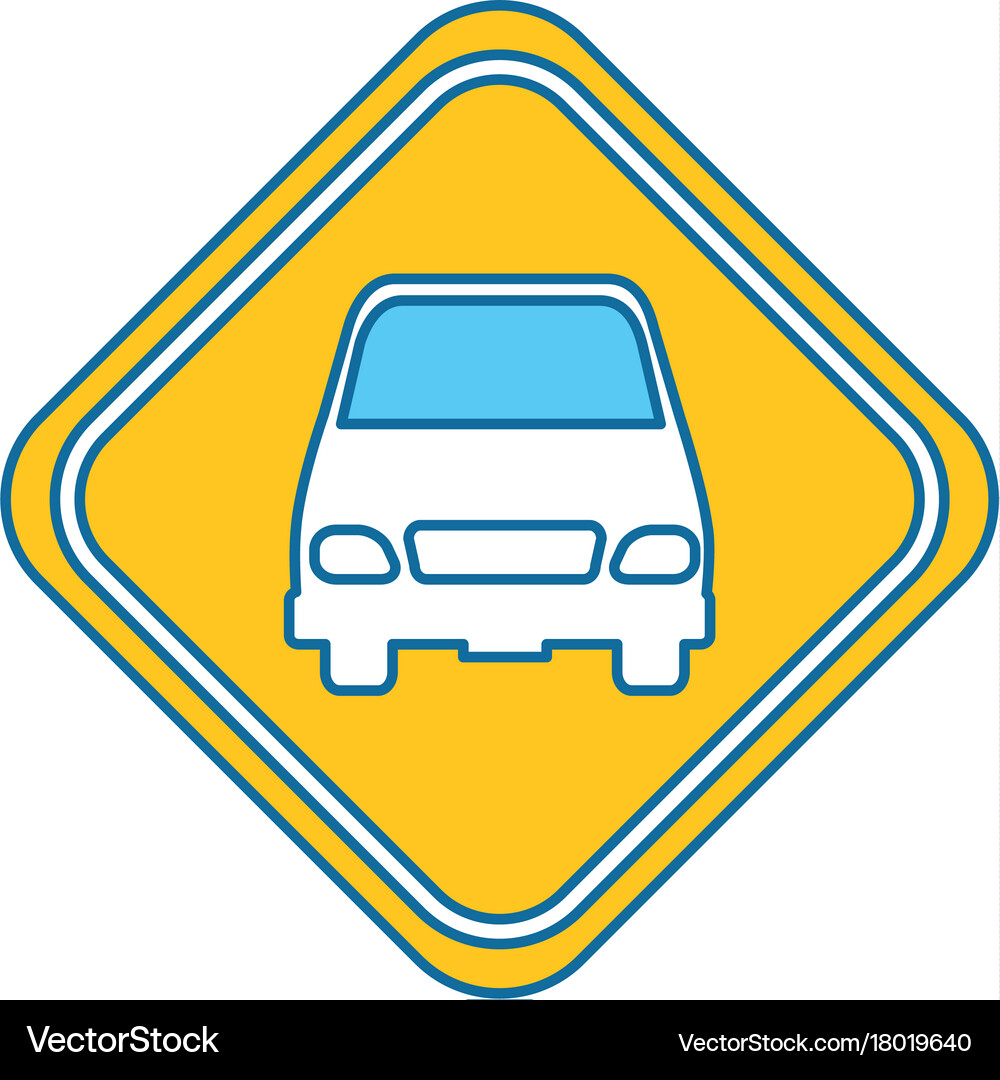 Traffic signal with car Royalty Free Vector Image