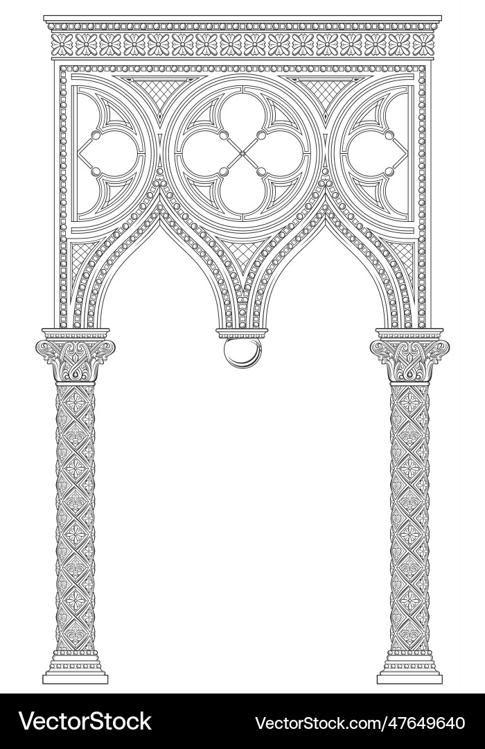 Venetian old gothic architectural arch or gallery Vector Image