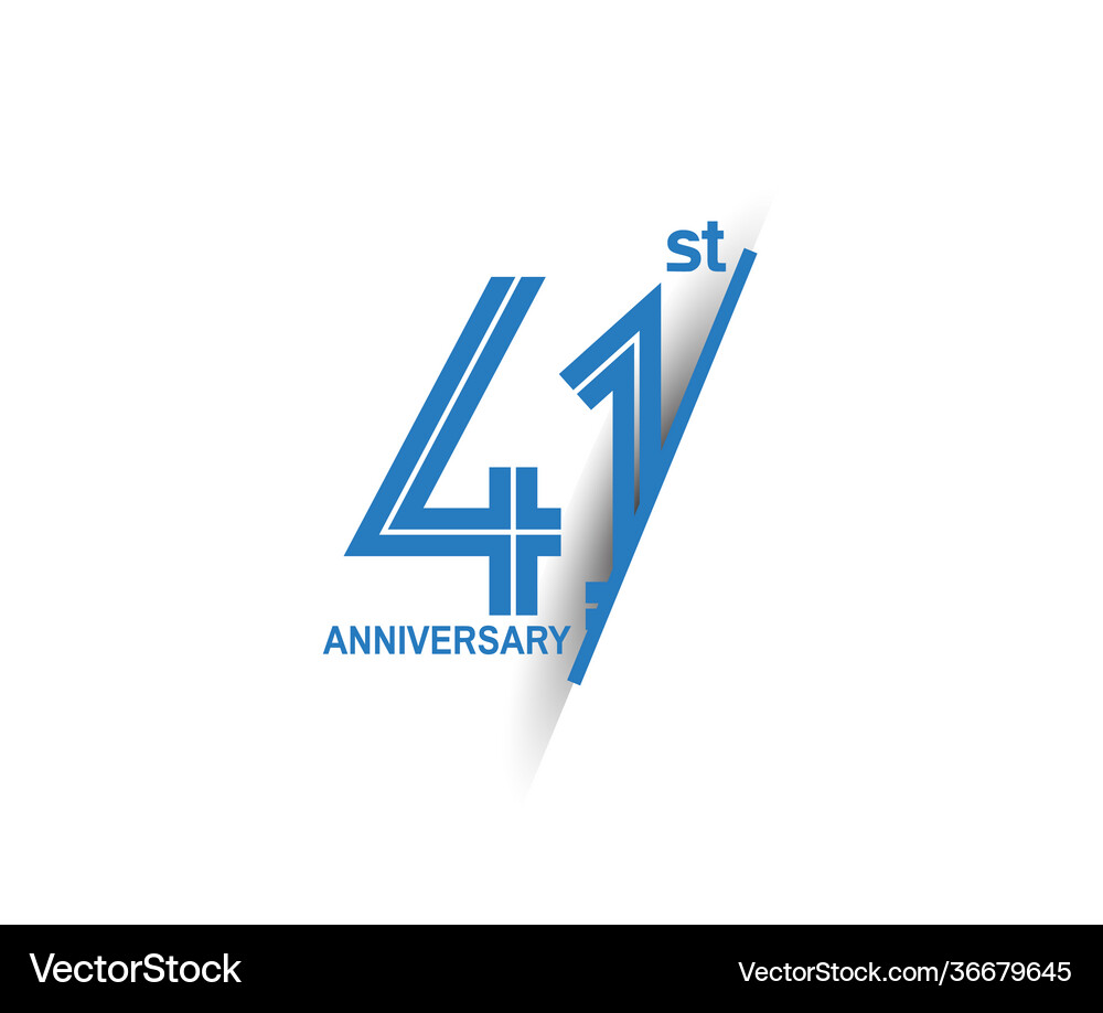 41 anniversary blue cut style isolated on white Vector Image