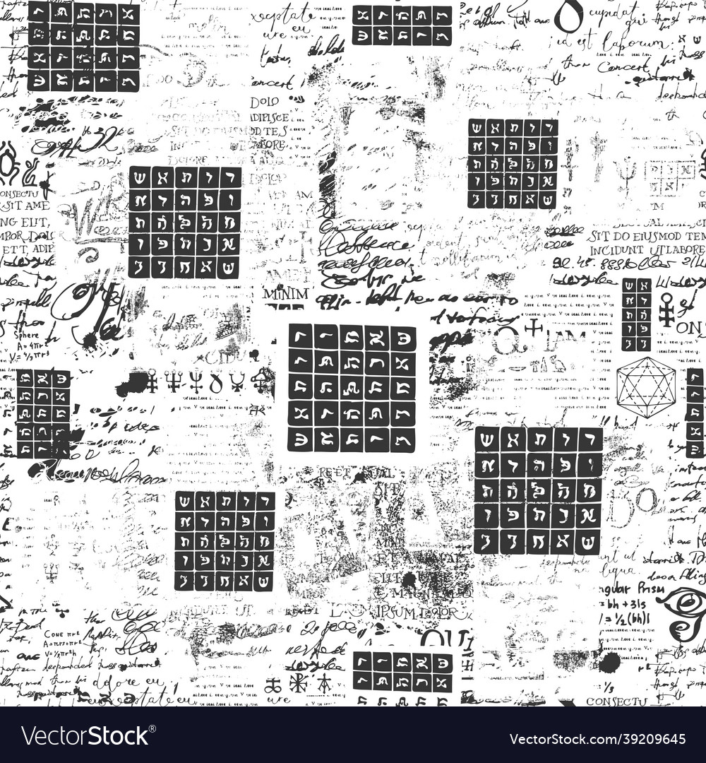 Abstract seamless pattern with scribbles and text Vector Image