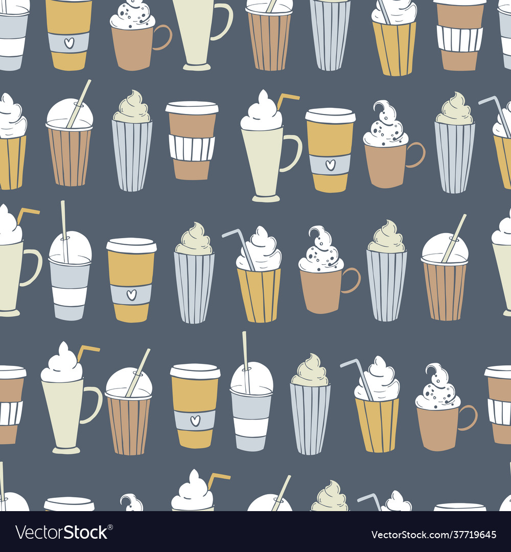 Coffee shop drinks pattern Royalty Free Vector Image