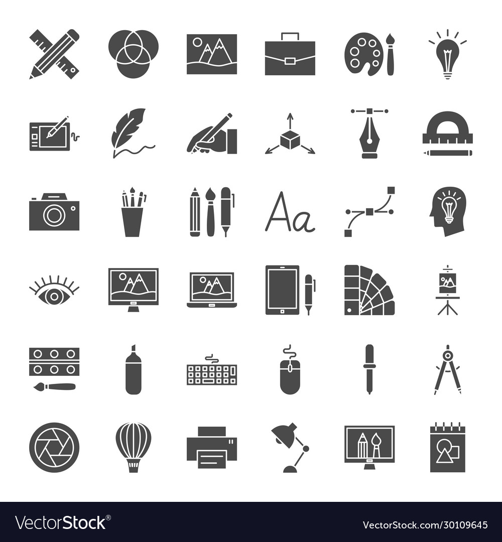 Designer solid web icons Royalty Free Vector Image
