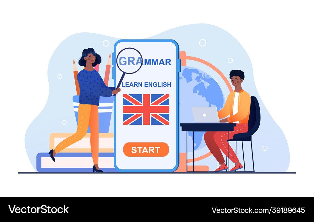 Distant education technology for language school Vector Image