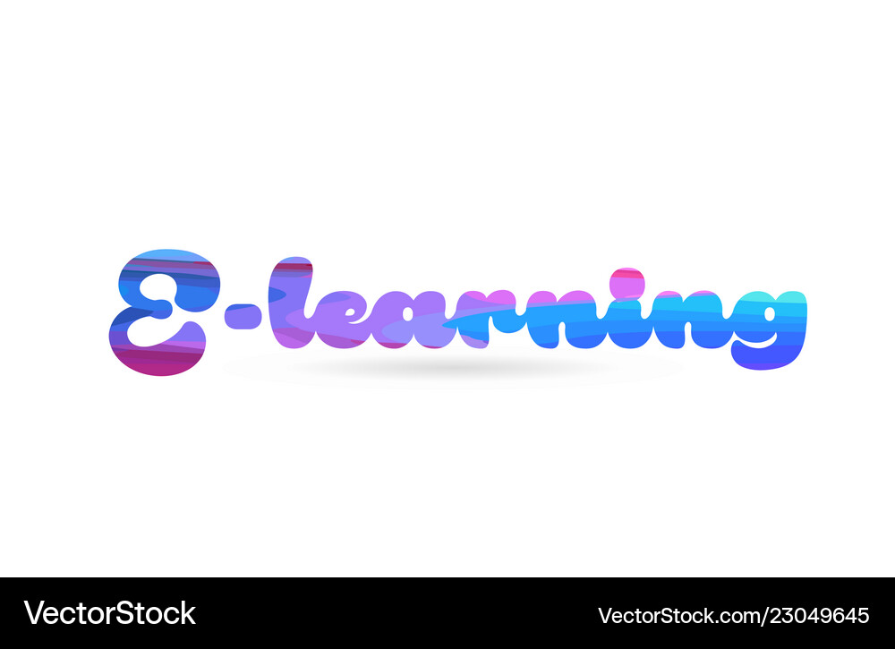 E-learning pink blue color word text logo icon Vector Image