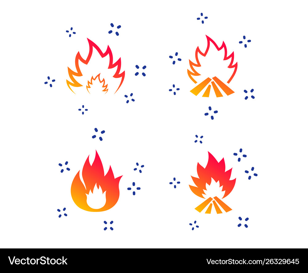 Fire flame icons heat signs Royalty Free Vector Image