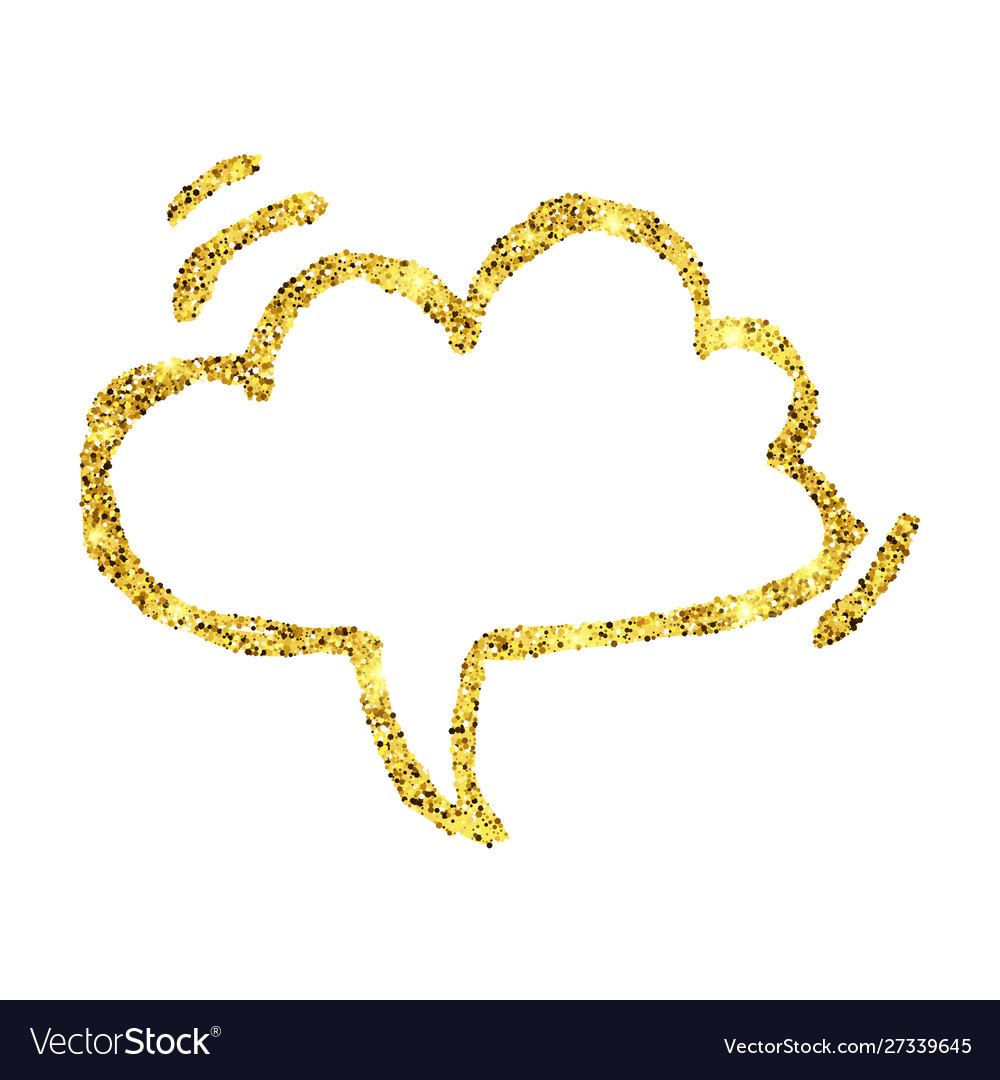 Gold glitter hand drawn speech bubble Royalty Free Vector