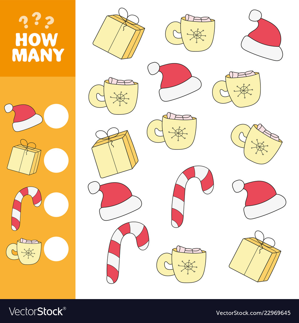 How many objects task educational math game for Vector Image